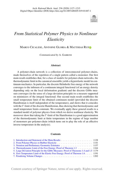 from statistical polymer physics to nonlinear elasticity request pdf