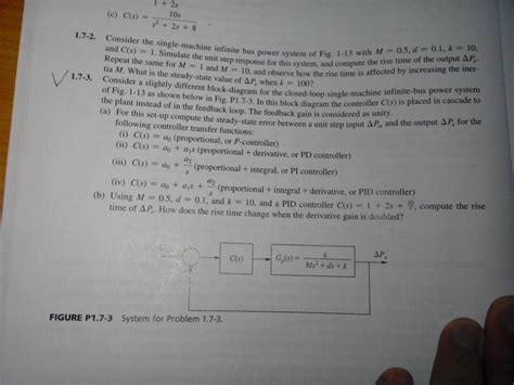 Solved Consider The Single Machine Infinite Bus Power System
