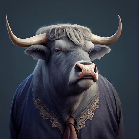 Premium AI Image A Bull Wearing Clothes Like A Boss NFT Art Generative AI
