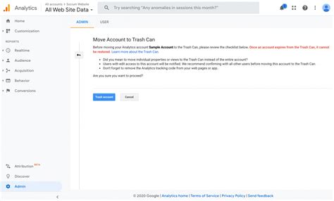 How To Add A Website To Google Analytics Delete An Analytics Account