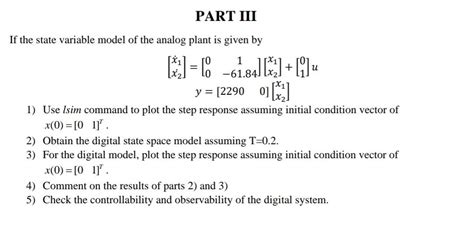 solved part iii if the state variable model of the analog