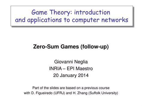 Ppt Game Theory Introduction And Applications To Computer Networks