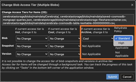 moving azure blob storage snapshots to a cheaper access tier