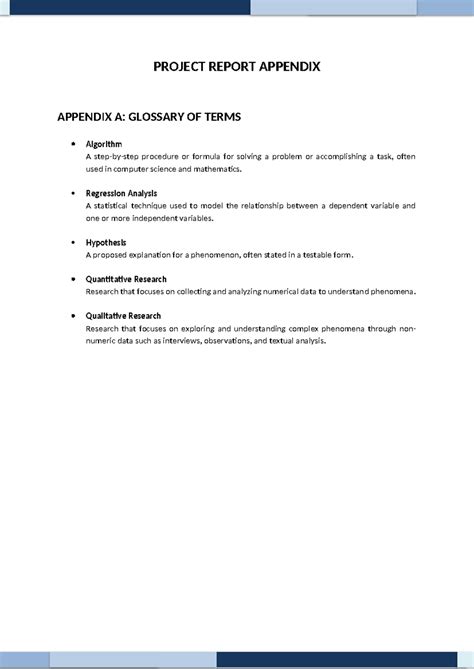Project Report Appendix Project Report Appendix Appendix A Glossary