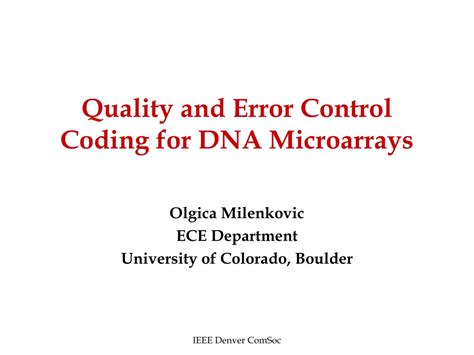 ppt quality and error control coding for dna microarrays powerpoint