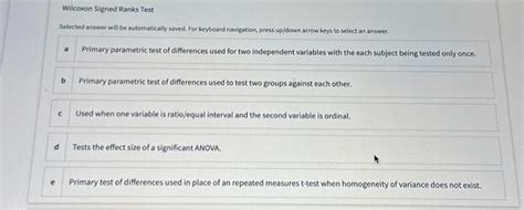 solved wilcoxon signed ranks test selected answer will be