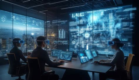 A Futuristic Workspace With Holographic Interfaces Displaying Complex Algorithms And Ai Driven