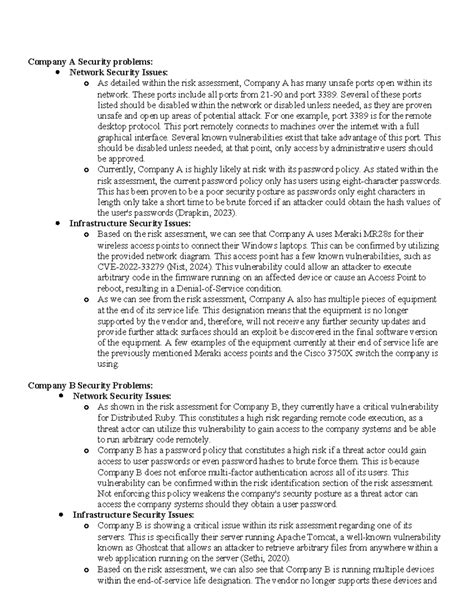 d482 task 1 full task pass company a security problems network