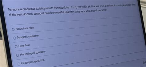 Solved Temporal Reproductive Isolation Results From