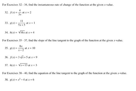 Solved For Exercises 32 34 Find The Instantaneous Rate Of Chegg Com