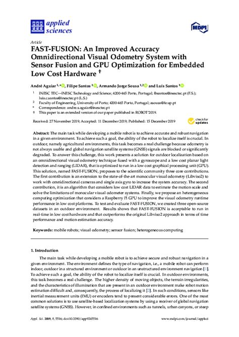 Pdf Fast Fusion An Improved Accuracy Omnidirectional Visual Odometry