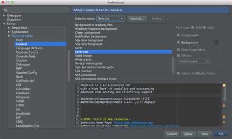 Phpstorm Where To Change Colors Of The Cursor And The Current Line