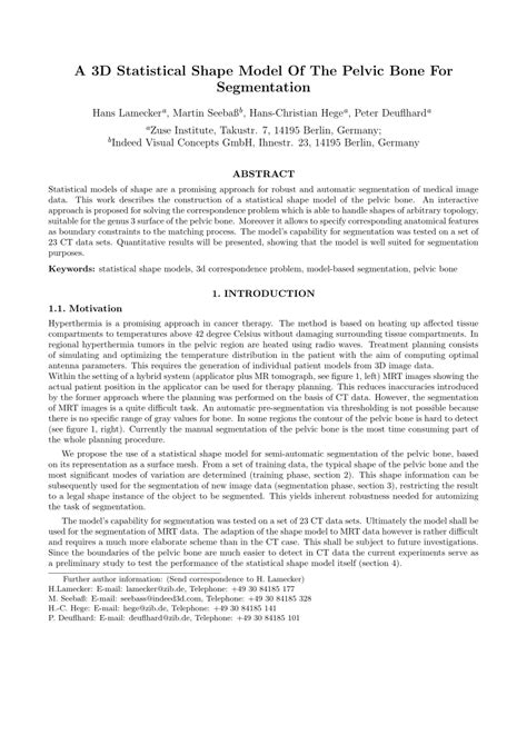 pdf a 3d statistical shape model of the pelvic bone for segmentation