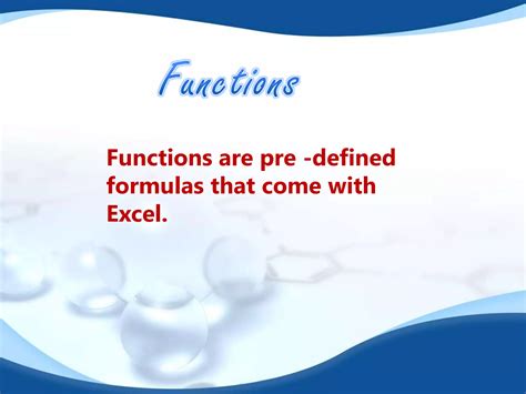 Functions And Formulas Of Ms Excel PPTX
