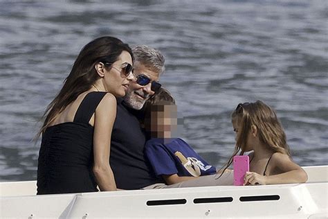 George Clooney Wife Amal And Their Twins Enjoy Boat Ride Photos