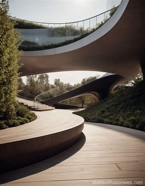 Curvilinear Parametric Design In Linear Parks By MAD And Zaha Hadid Stable Diffusion Online