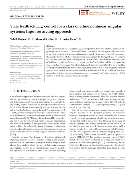 pdf state feedback h ∞ control for a class of affine nonlinear