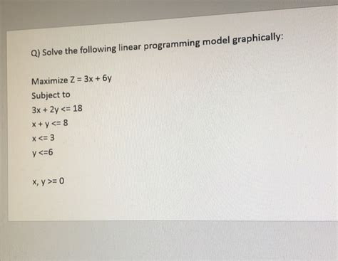 Solved Q) Solve the following linear programming model | Chegg.com