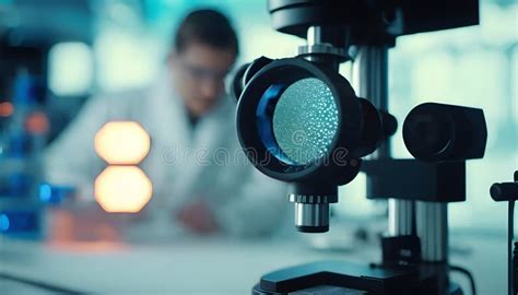 Scientific Vision Microscope Lens In Modern Laboratory Stock
