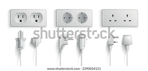 Realistic Mockup Electric Wall Sockets Plugs Stock Vector Royalty Free Shutterstock