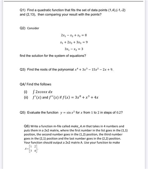 Matlab Project How We Solve These Questions By