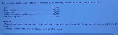 Solved Exercise 6 2 Algo Variable Costing Income