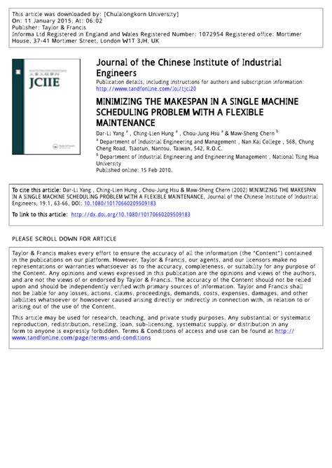 pdf minimizing the makespan in a single machine scheduling problem
