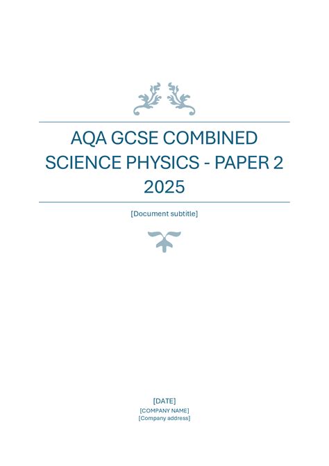 Aqa Gcse Combined Science Physics Paper 2 2025 Scholarfriends