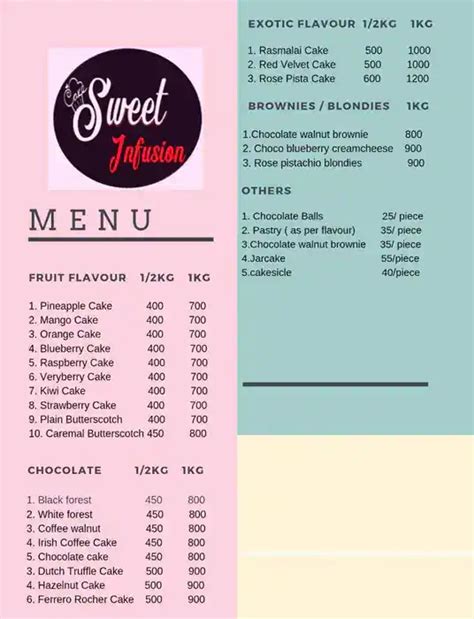 Menu Of Sweet In Fusion Pimple Gurav Pune