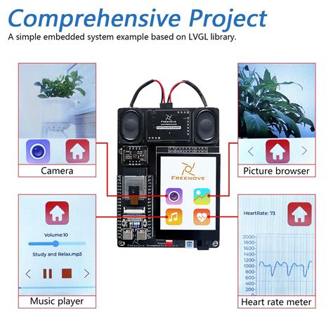 Esp32 S3용 Freenove 개발 키트arduino Ide와 호환 가능 카메라 무선 스피커 심박수 센서 터치 스크린
