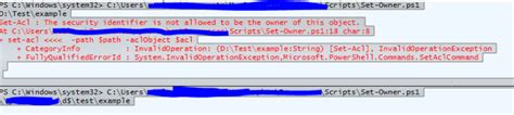 set owner with powershell “the security identifier is not allowed to