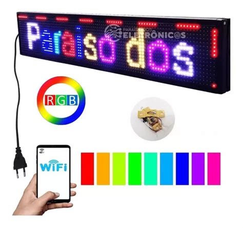 Painel Letreiro Luminoso Led Digital Wi Fi Rgb Colorido Parcelamento Sem Juros
