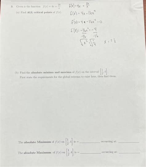 solved 3 given is the function f x 1x x16f x 4x x16 a