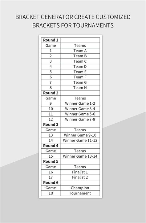 Free Bracket Generator Templates For Google Sheets And Microsoft Excel Slidesdocs