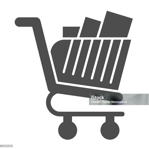 전체 쇼핑 카트 문말 아이콘입니다 제품 패키지와 시장 트롤리 상거래 벡터 디자인 개념 흰색 배경에 솔리드 스타일 픽토그램 웹 및 응용 프로그램에 사용 Eps 10 로고에
