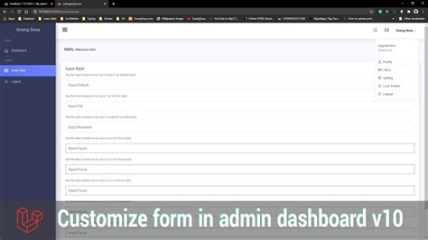 Customize Form In Admin Dashboard V10 Laravel 8xx Youtube