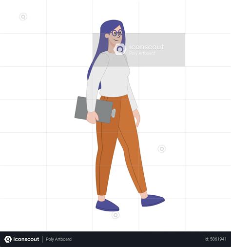 girl standing with notepad animated illustration download in json