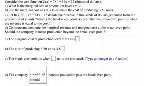 Solved Consider The Cost Function C X 7x 2 14x 22