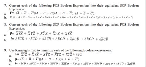 solved a 7 convert each of the following pos boolean