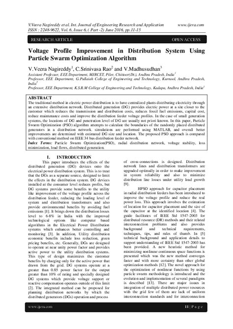 pdf voltage profile improvement in distribution system using particle
