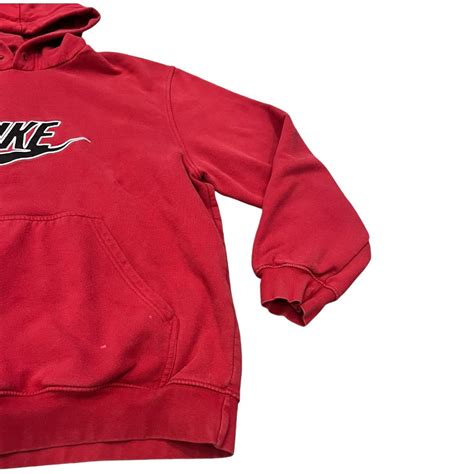 Vintage Nike Logo Red Hoodie Y2k Size Xl Pit To Depop