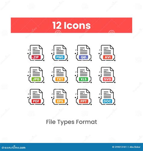 File Types Format Icon Set Stock Illustration Illustration Of Video