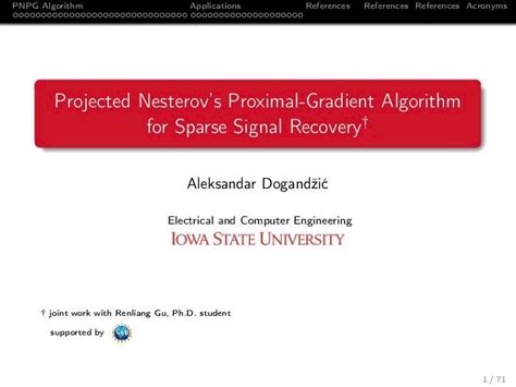 Pdf Projected Nesterovs Proximal Gradient Algorithm For Sparse