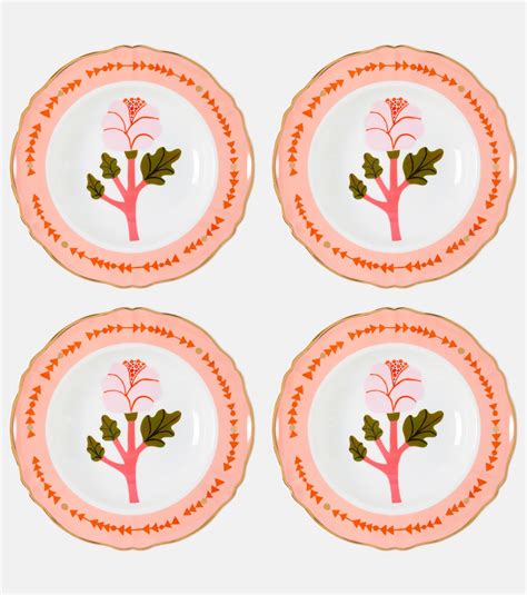 Botanica Rosa Set Of 4 Porcelain Soup Plates In Pink Bitossi Mytheresa