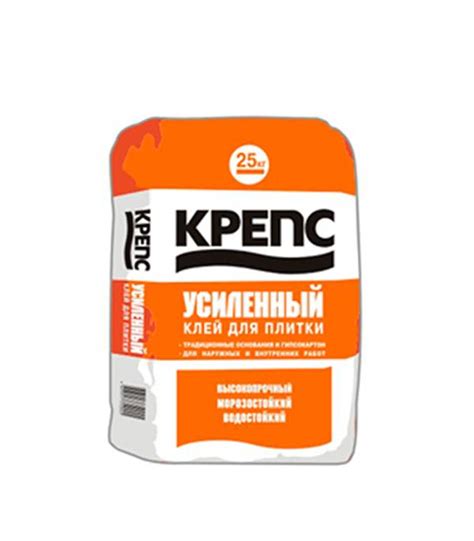 Клей для плитки «Крепс» усиленный 25 кг: технические характеристики ...