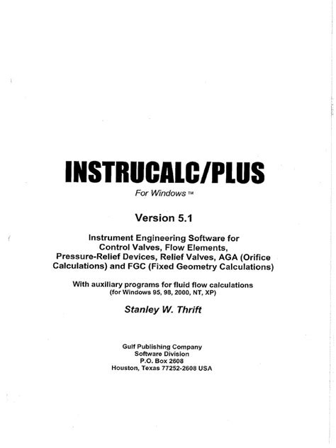 Instrucalc 5 1 User Manual Pdf Valve Microsoft Windows