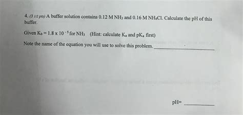 Solved A Buffer Solution Contains M NH And M Chegg
