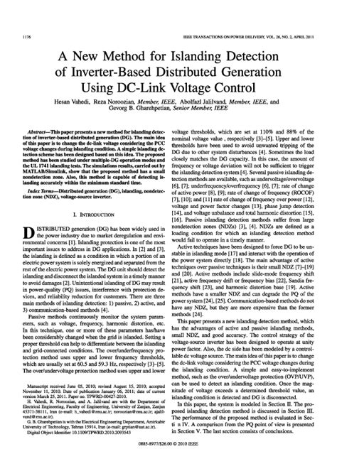 Pdf A New Method For Islanding Detection Of Inverter Based Distributed Generation Using Dc