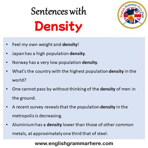 Sentences With Density Density In A Sentence In English Sentences For Density English