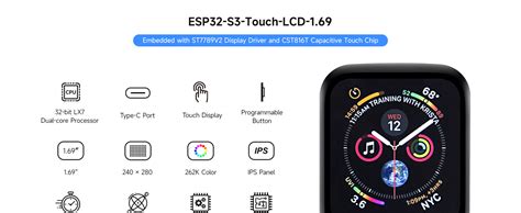 Waveshare Esp32 S3 1 69inch Touch Display Development Board